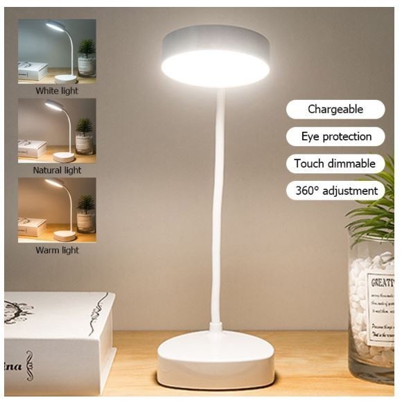 USB Rechargeable LED Table Light Touch Dimming Desk Lamp Reading Light ...