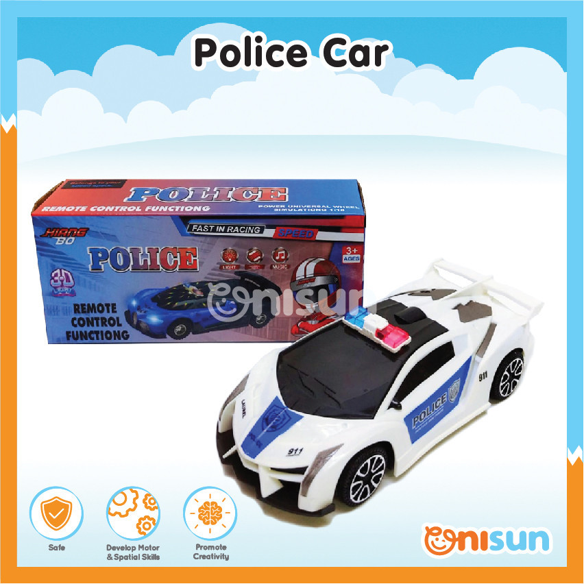 NEW Fast Racing Police Automatic Toy Car with Lights & Sounds | Mainan ...