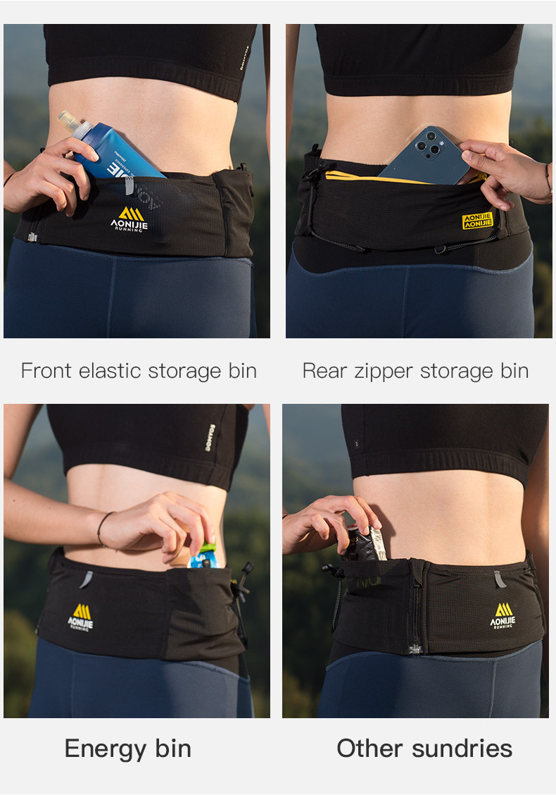 Quick Release AONIJIE W8122 Zipper Running Belt Fit 250ml Hydration ...