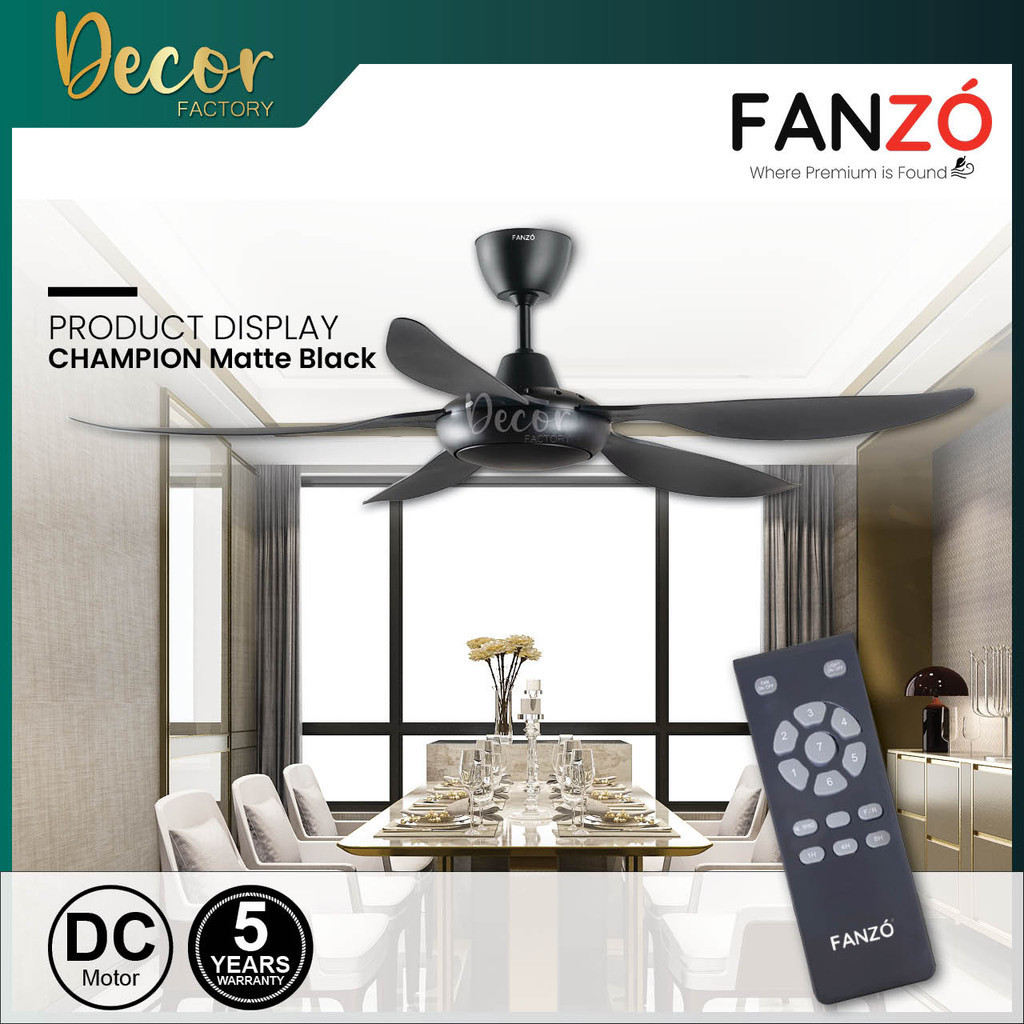 FANZÓ Fan FANZO CHAMPION Fan [NEW 2024] 56" 5 Blades 7 Speed DC Motor ...