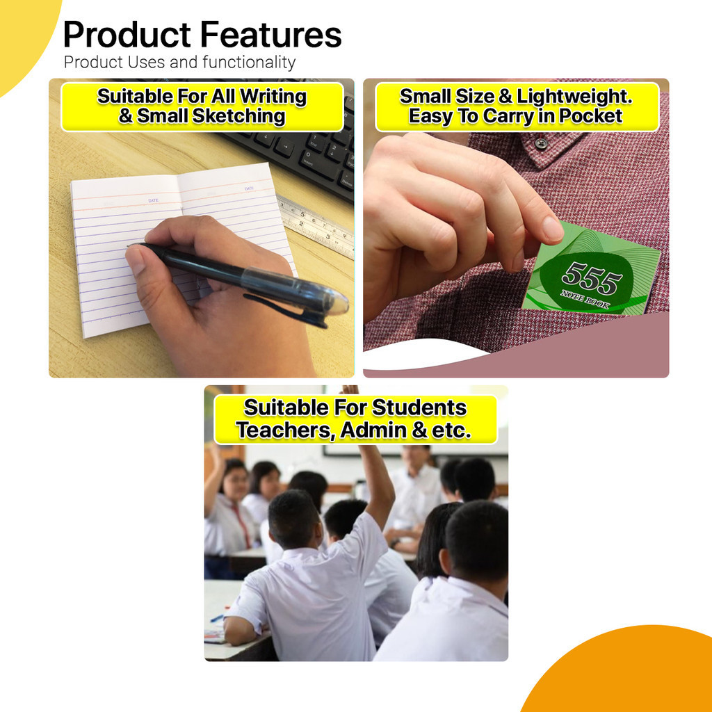555 Note Book Pocket Size 60gsm Buku 555 - (1s/PCS) Notebook Buku Nota ...
