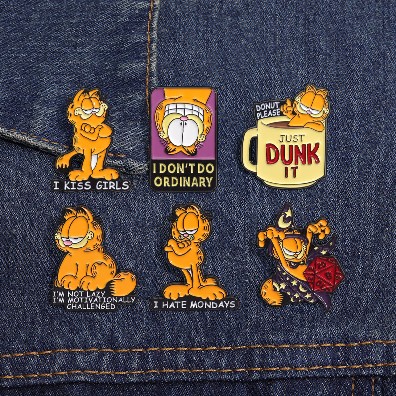 ''Cartoon Garfield Series" Enamel Brooch Fashion Clothing Accessories ...