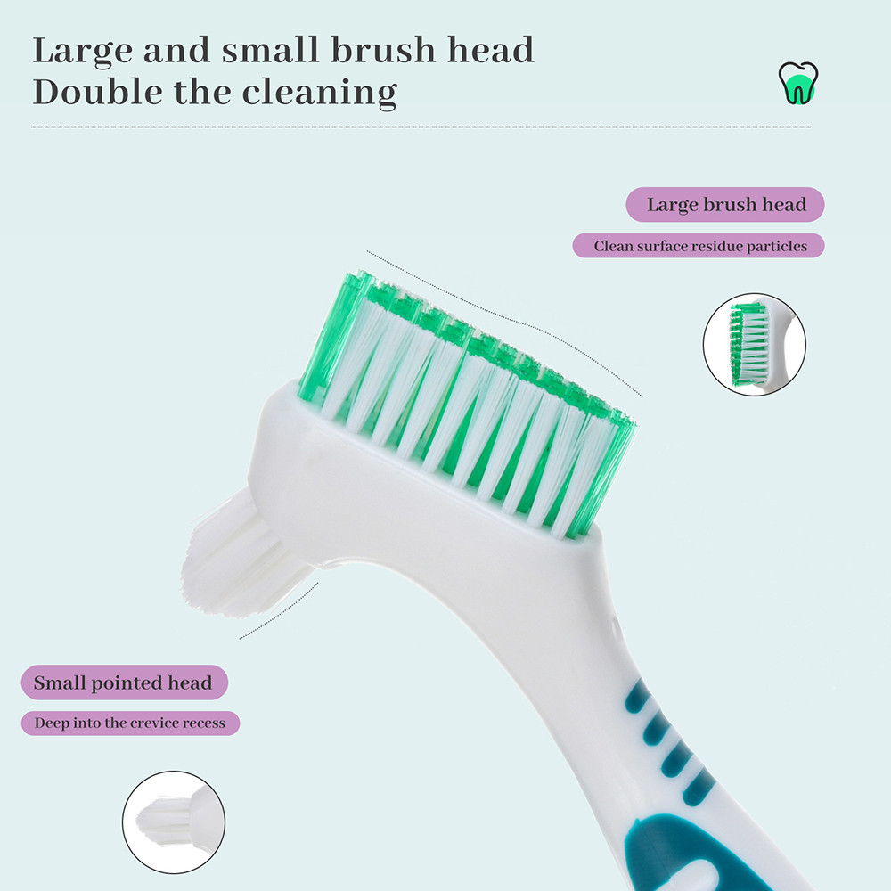 Dual Heads Denture Cleaning False Teeth Brush Oral Care Cleaning Tools ...