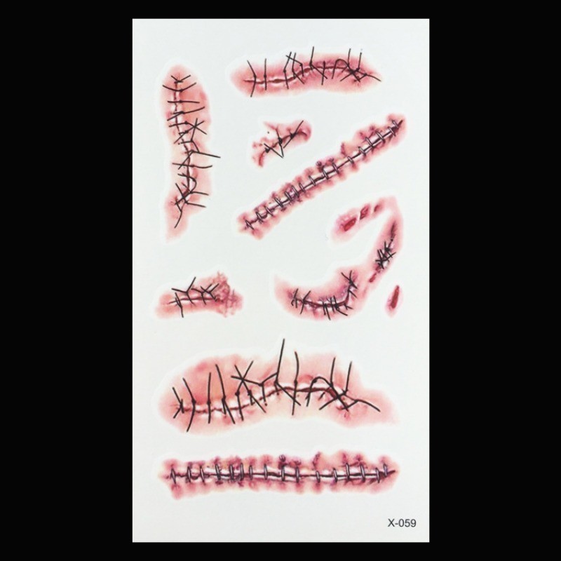 Halloween Temporary Tattoos Scar Sticker Disposable Waterproof Sticker ...