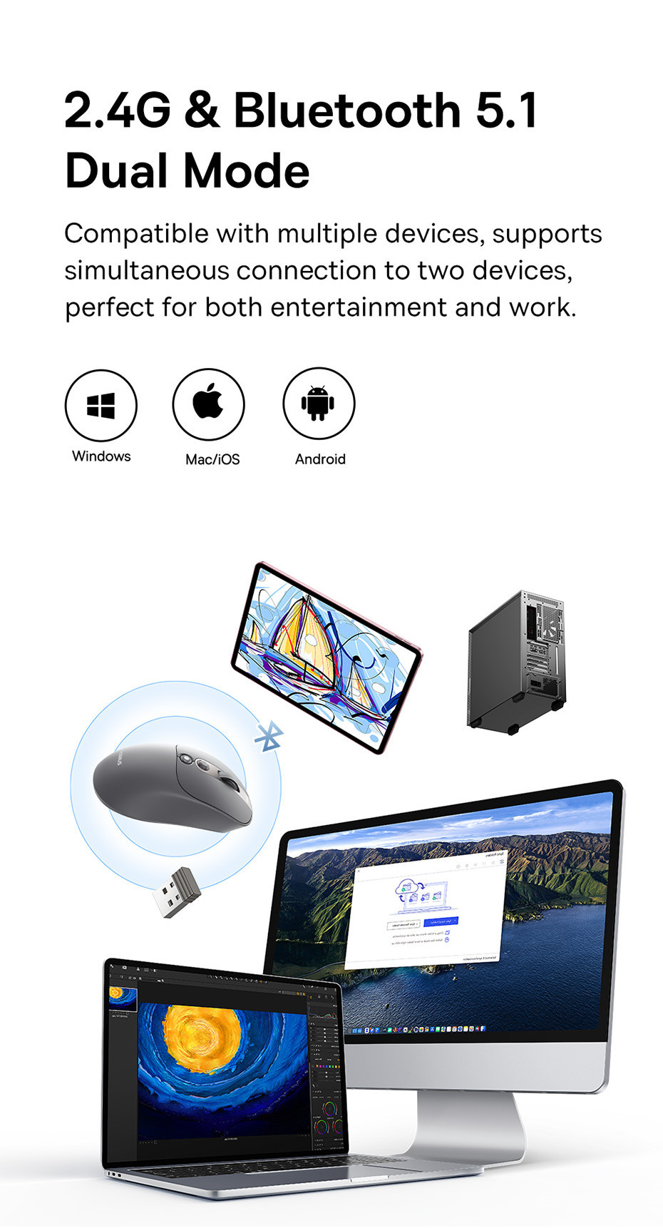 Baseus Editor Series Wireless Mouse with Long Battery Life Digital ...