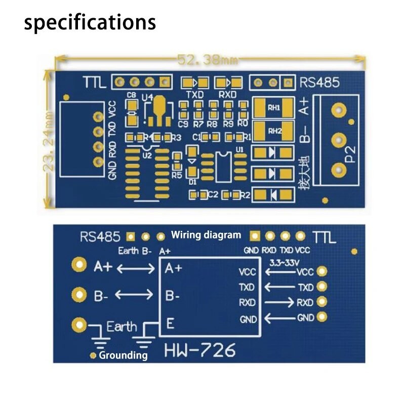 TTL to RS485 Power Supply Converter Board 3.3V 5V Hardware Auto Control ...