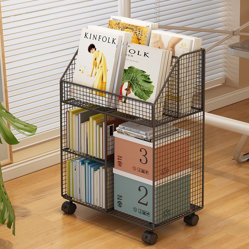 Bookshelf Movable Under-table Shelf Floor-standing Book Storage Rack ...
