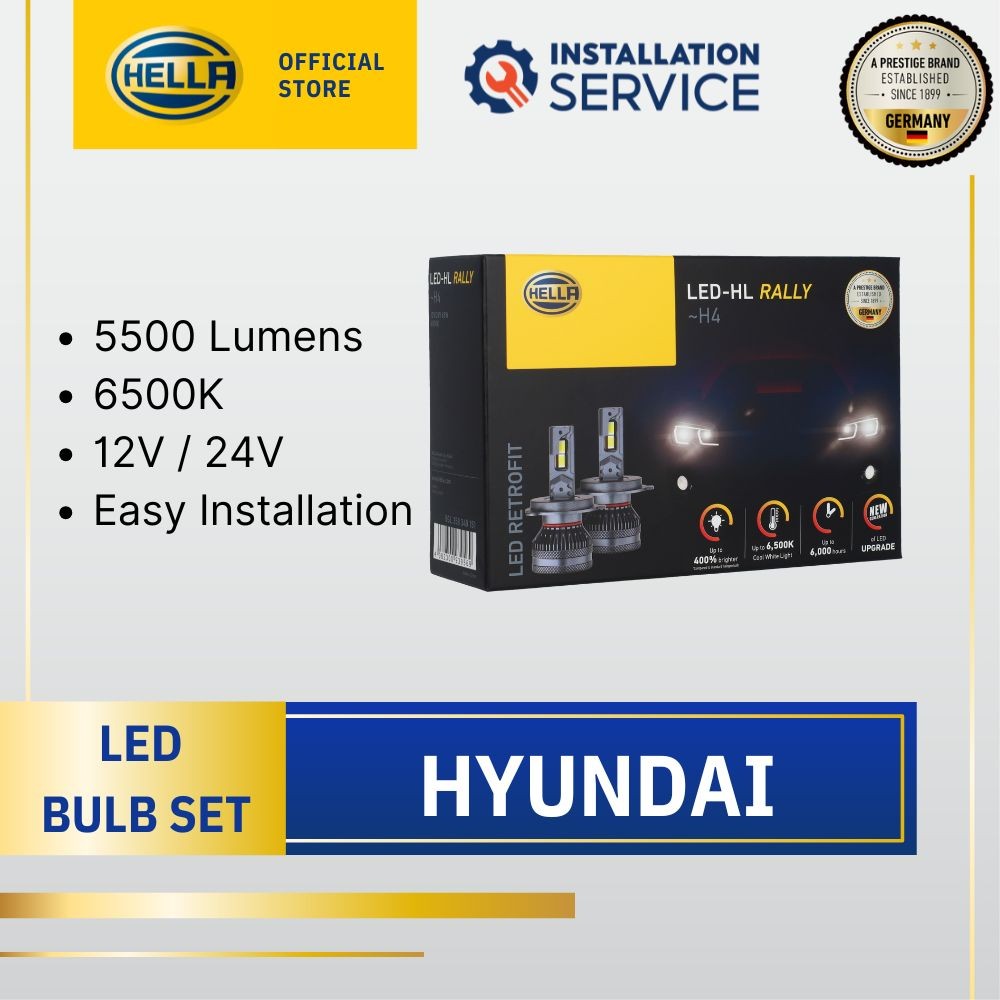 HELLA Retrofit HL RALLY for Hyundai Cars LED Headlight Bulb Set 12V ...