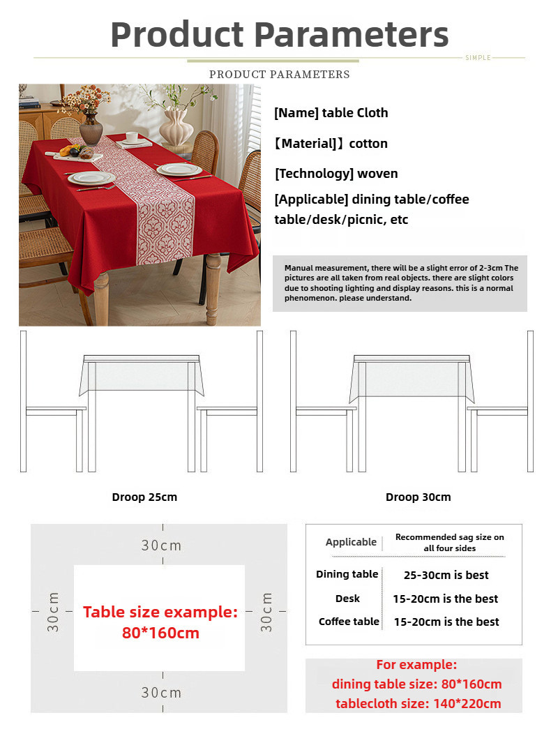 Waterproof Table Cloth Retro Nordic Table Mat - Thick Polyester Fabric for Festive & Daily Use ...