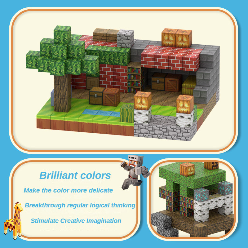 Magnetic Cube Toys Block World Magnetic Building Blocks Mining Cave ...