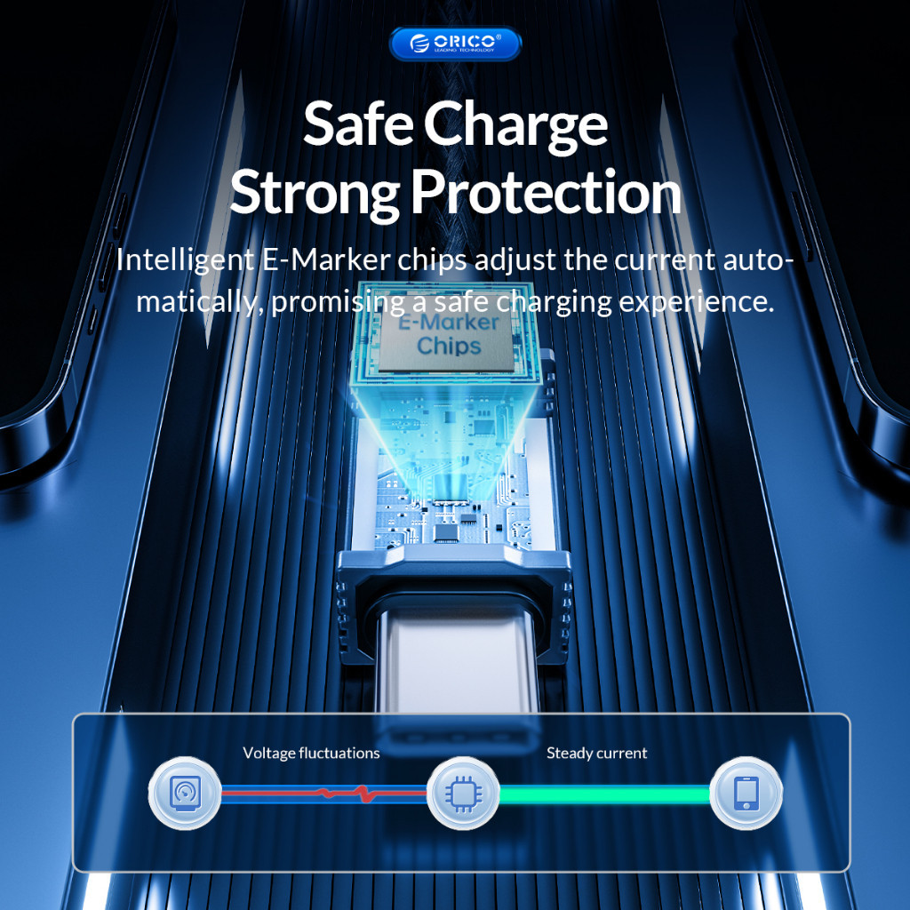 ORICO Fast Charging Cable PD100W 20V 5A Nylon Bradied USB C To USB C E-marker for Samsung Mac ...