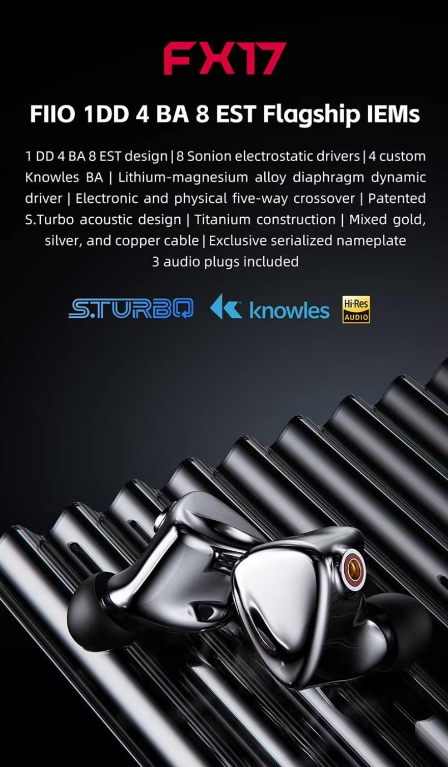 FiiO FX17 In-Ear Monitors: 8EST+1DD+4BA Tribrid Technology HiFi Stereo ...