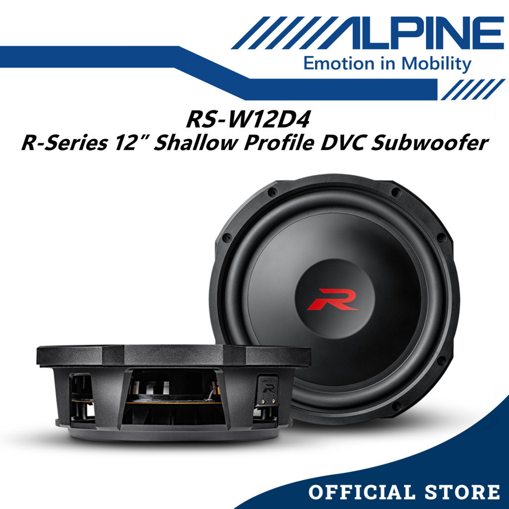 Alpine 12 inch R-Series Shallow Subwoofer with Dual 4-Ohm Voice Coils ...