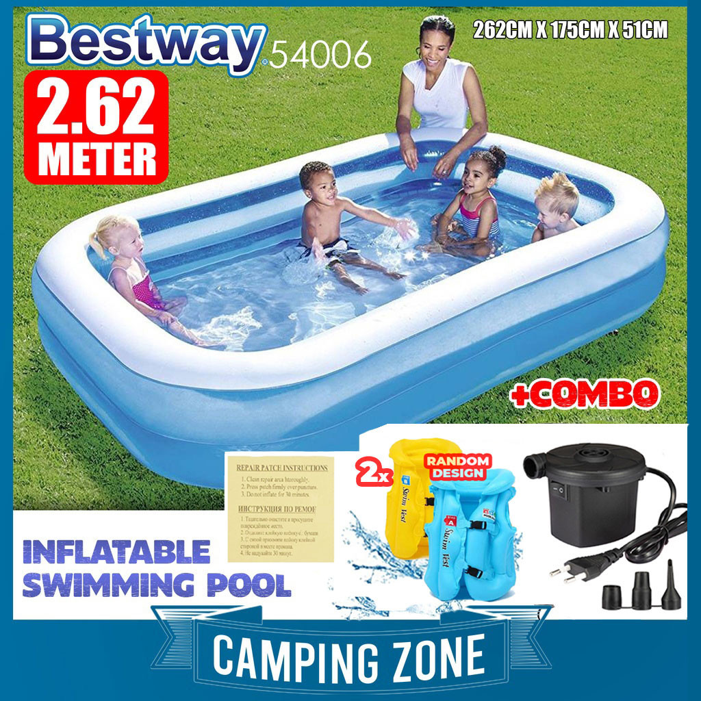 Bestway 54006 Inflatable Swimming Pool Kids Family Kolam Mandi Renang ...