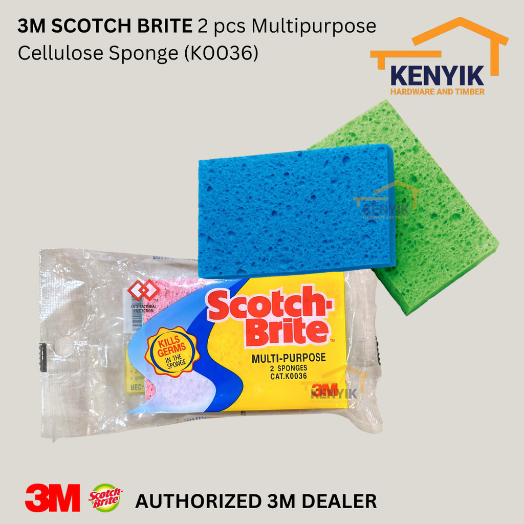 3M SCOTCH BRITE 2 pcs Multipurpose Cellulose Sponge (K0036) | Shopee ...