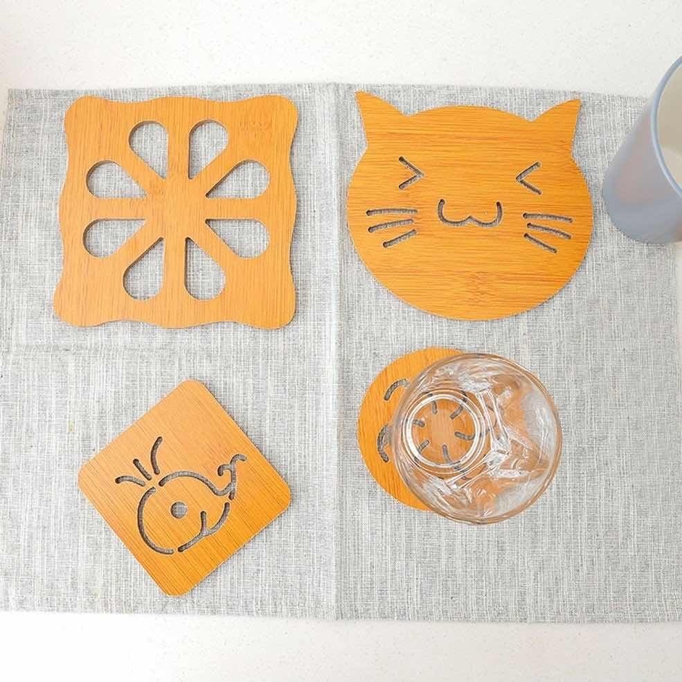 CASA CART Dapur Khas Anti-panas Coaster Kayu Penebat Comel Tikar Anti ...