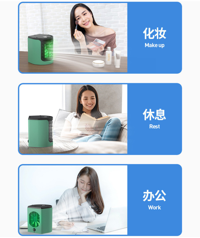 Ultra Mist Air Cooler Portable Mini Fan with 7 Colors LED Light ...