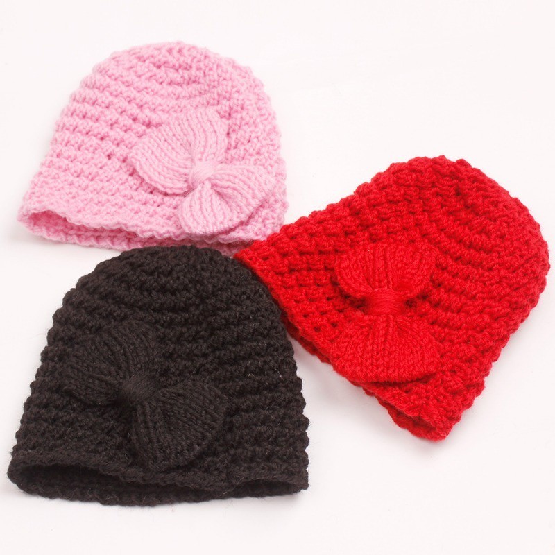 Girls Autumn and Winter Solid Color Wool Knitted Hat Baby Girls ...