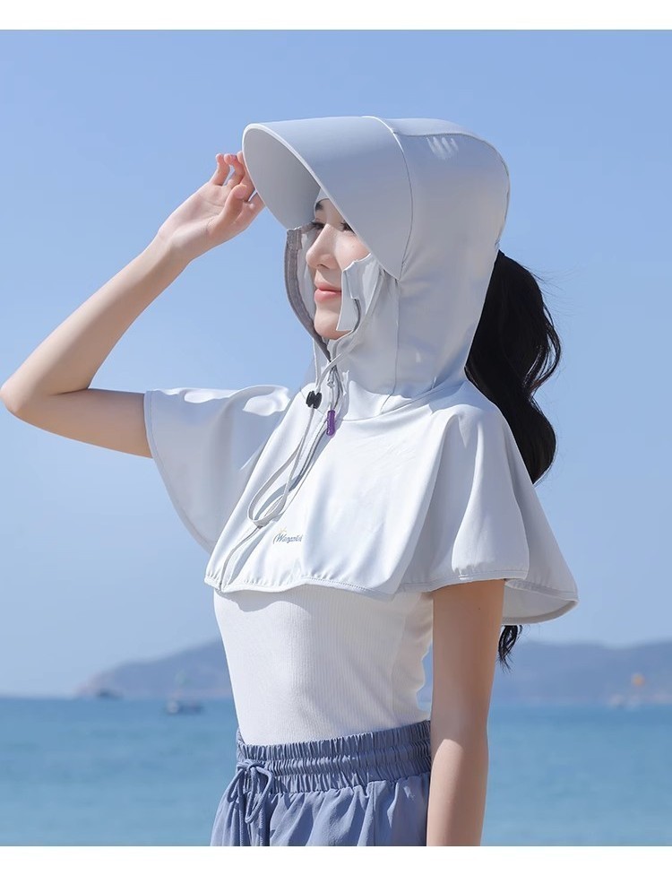 Sunscreen Clothing Women Ultraviolet-Proof Ice Silk Mask Full Face Neck ...