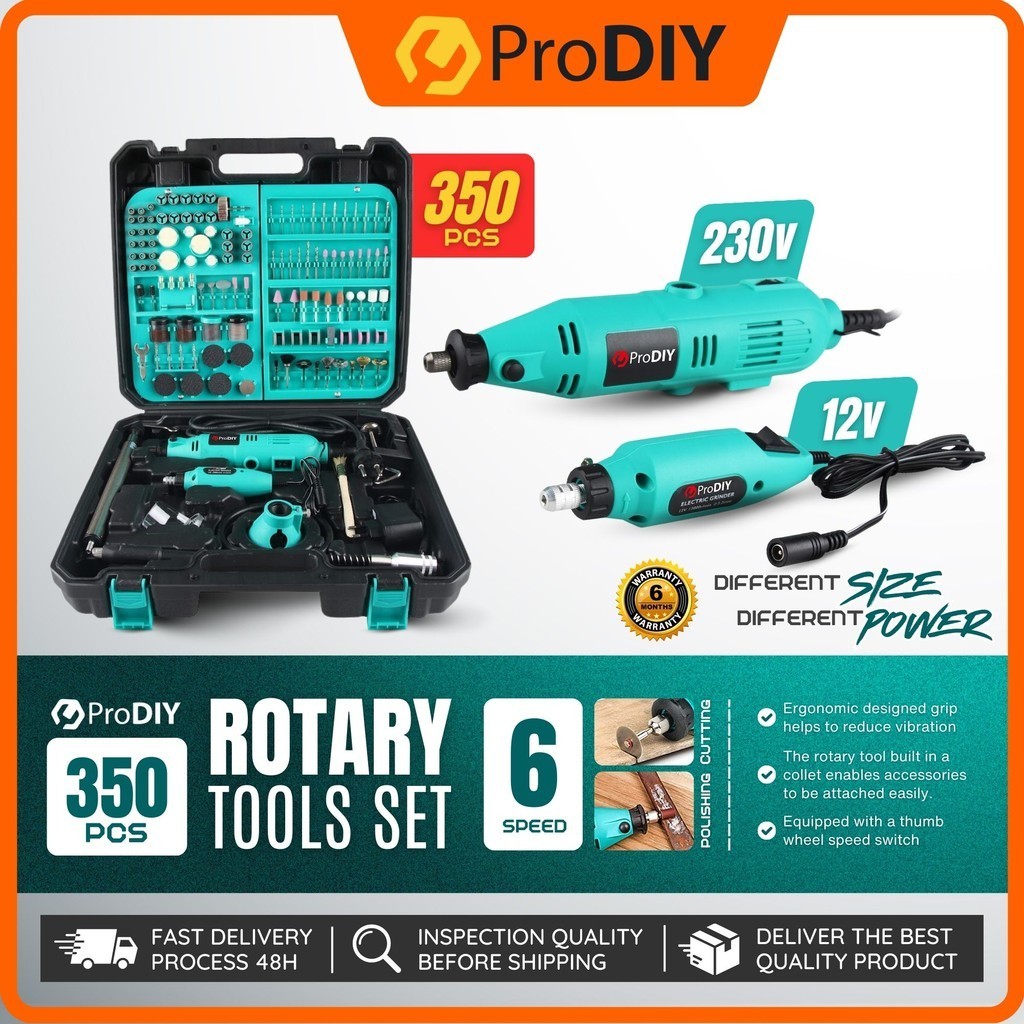 PRODIY 350pcs Rotary Tool Mini 230V & 12V Complete Set Grinder ...
