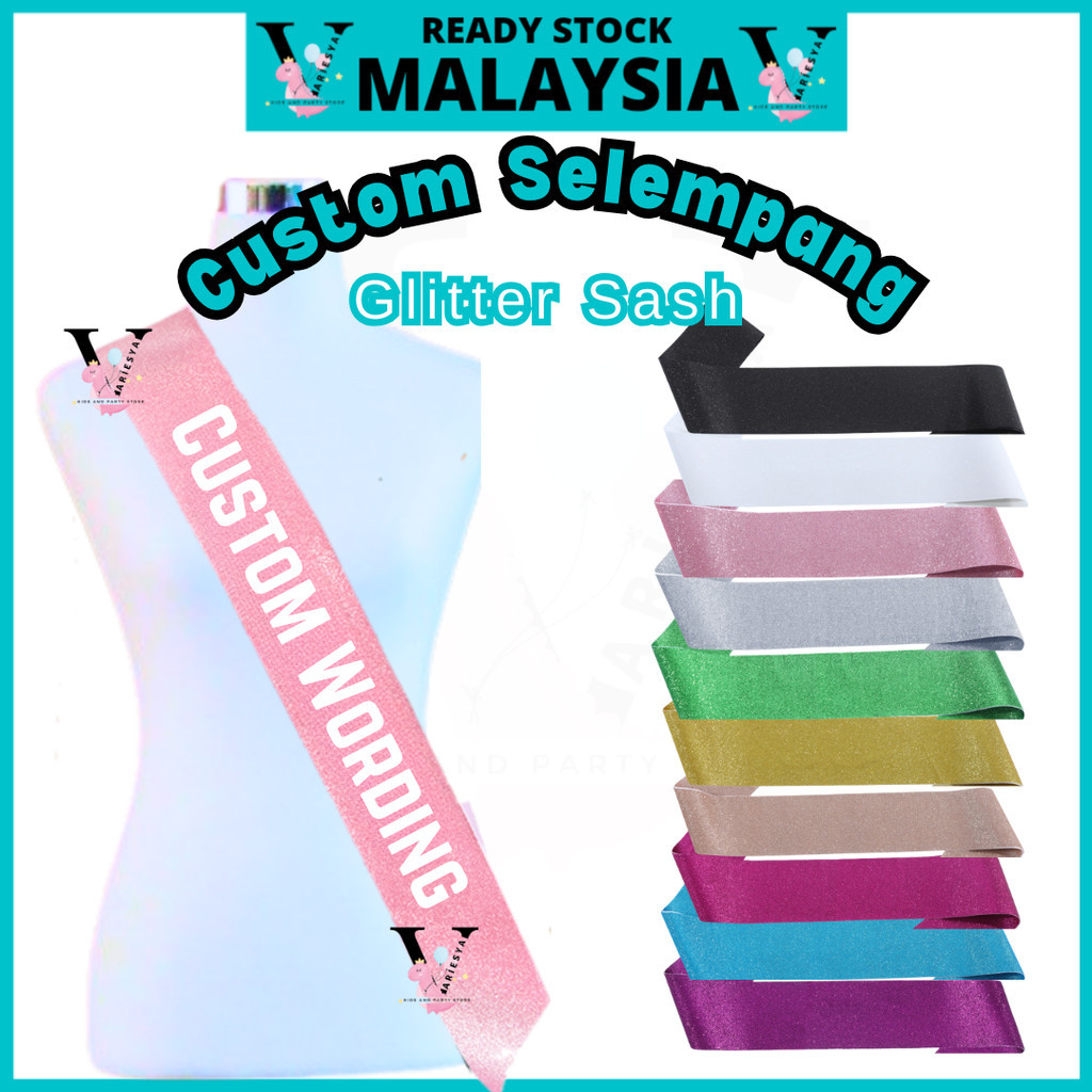 *SHIP IN 24HRS* [GLITTER TYPE] Custom Sash Custom Selempang Fringe Type ...