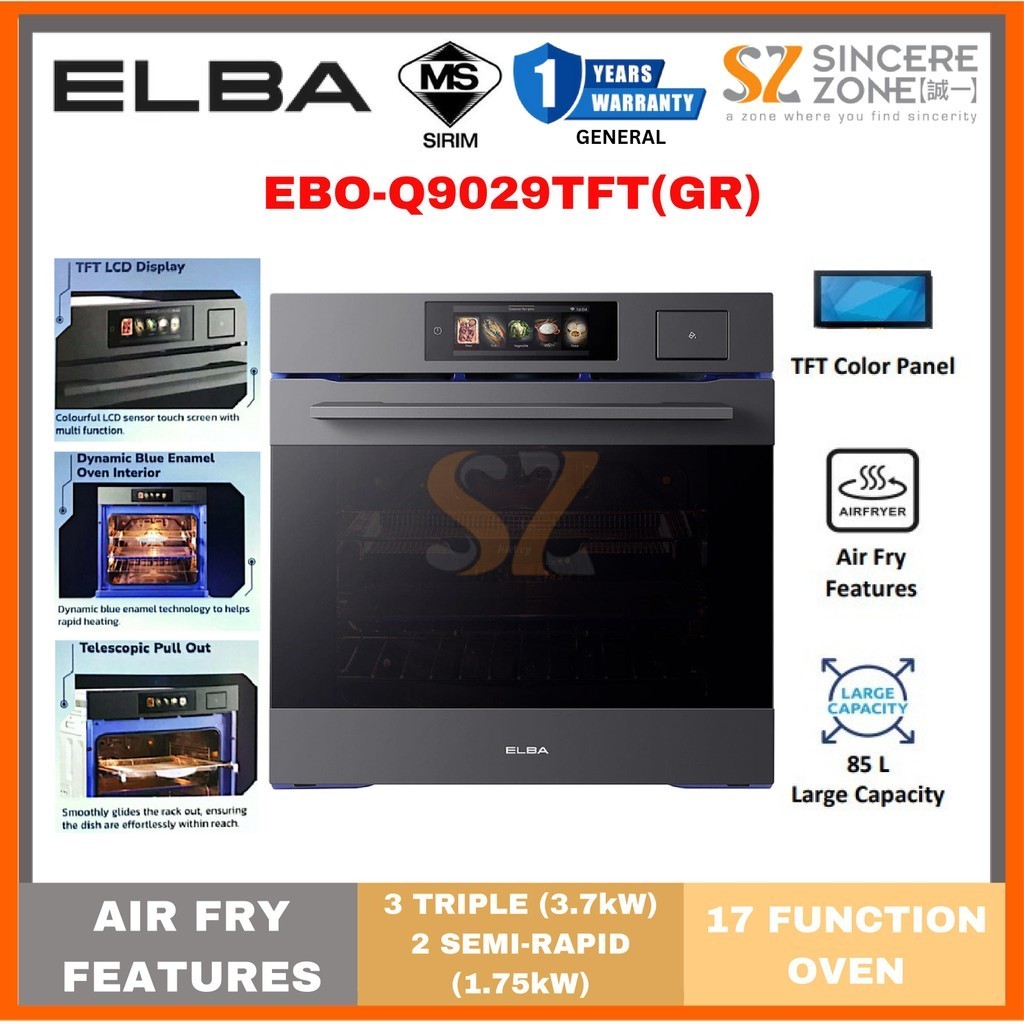 ELBA EBO-Q9029TFT(GR) Mastro Collection Built-in Oven 85L I 17 Function ...