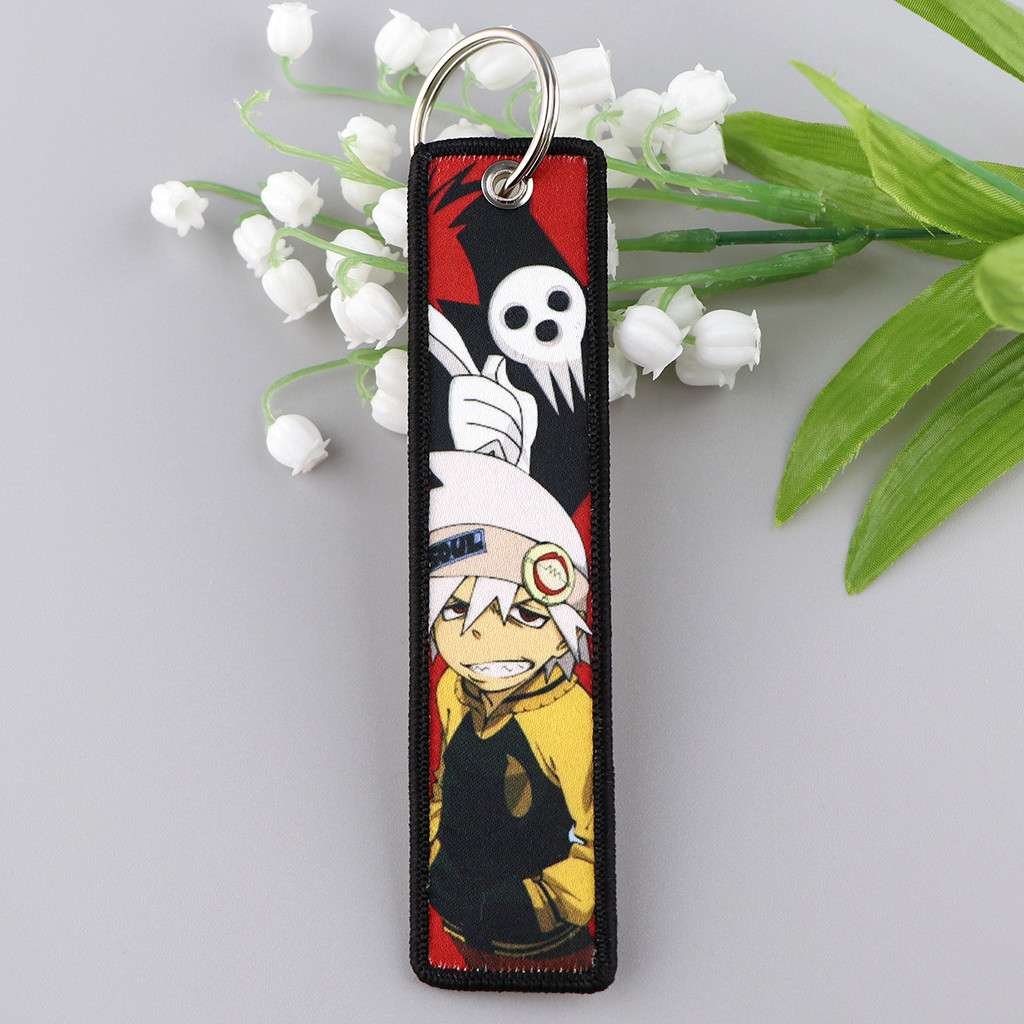Cartoon Yu-Gi-Oh Black Deacon anime woven label key chain Embroidery ...