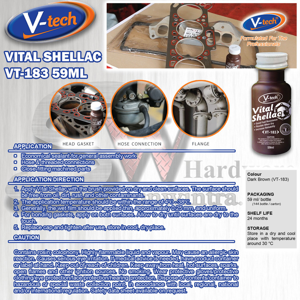 SW HARDWARE V-TECH VT-183 Vital Shellac (Gasket Shellac) (59ml) VT183 ...