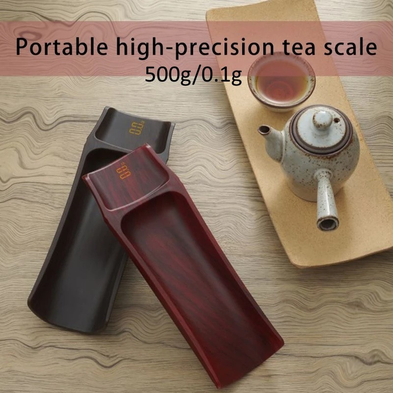 500g 0.1g Digital Scale Tea Spoon Kitchen Bar Scale Wood Electronic Tea ...
