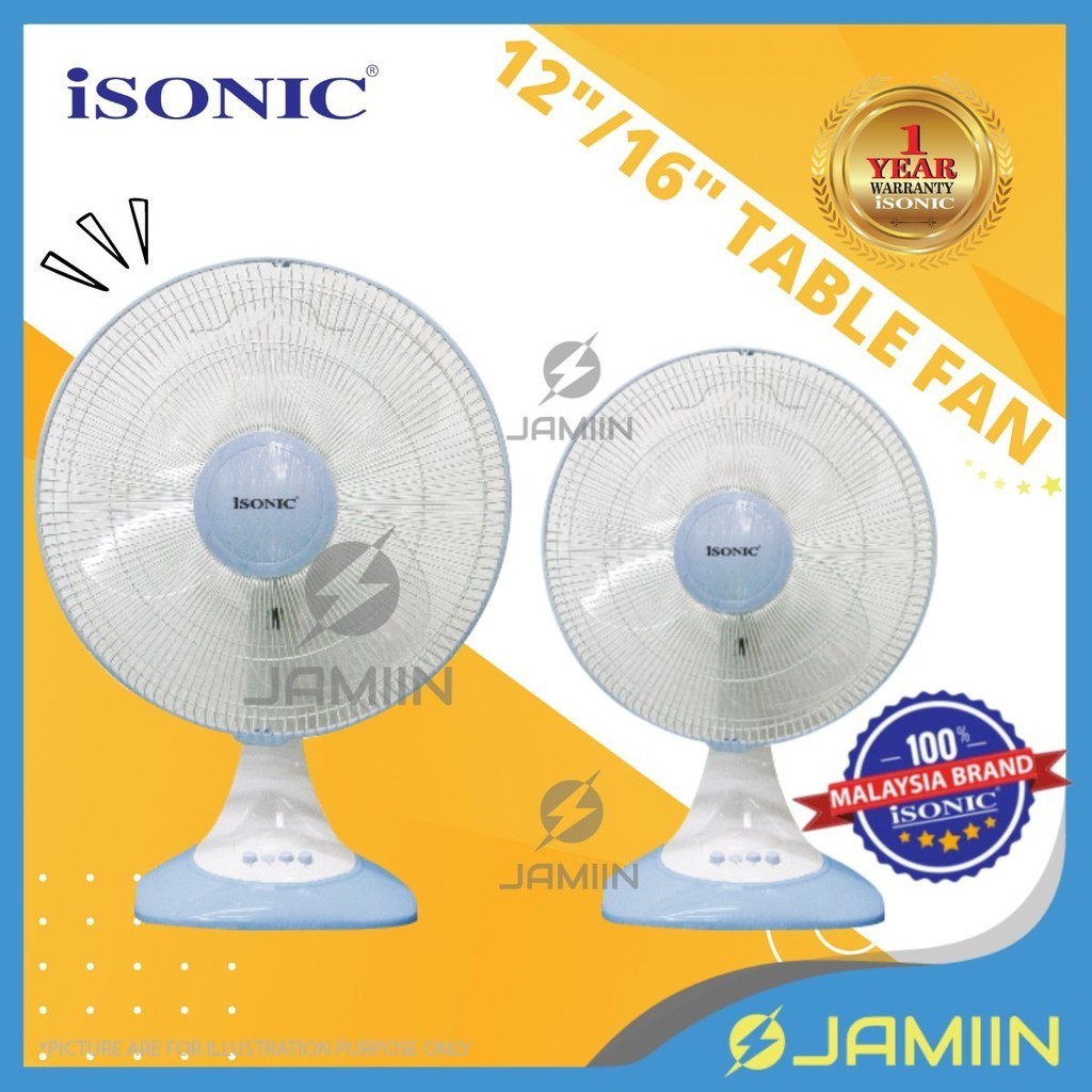 [SIRIM] iSONIC 12" / 16" 3 Speed TABLE FAN /3 Blade Table Fan/Kipas Meja (ITF12/16) 1 YEAR ...