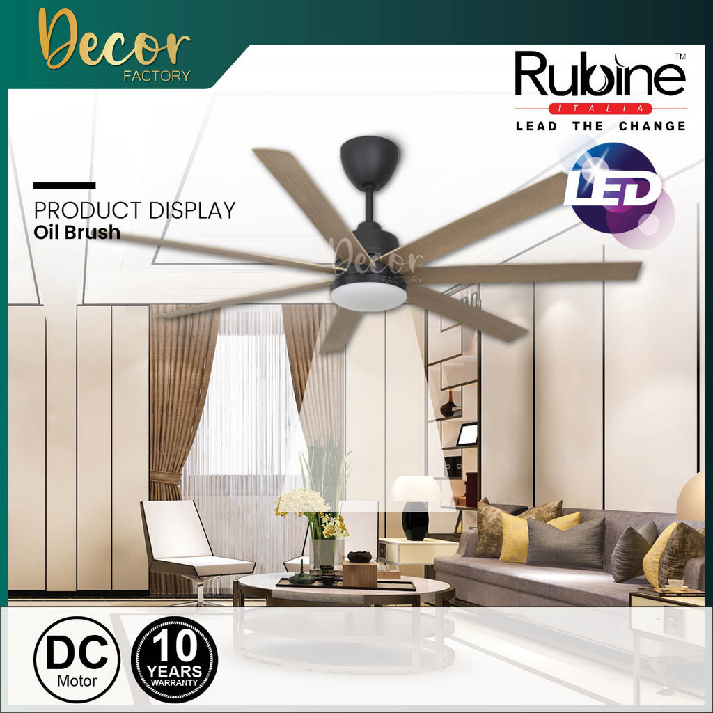 RUBINE Fan RUBINE SETTE 56" 7 Blades DC Motor 6 Speed + Reverse Remote ...