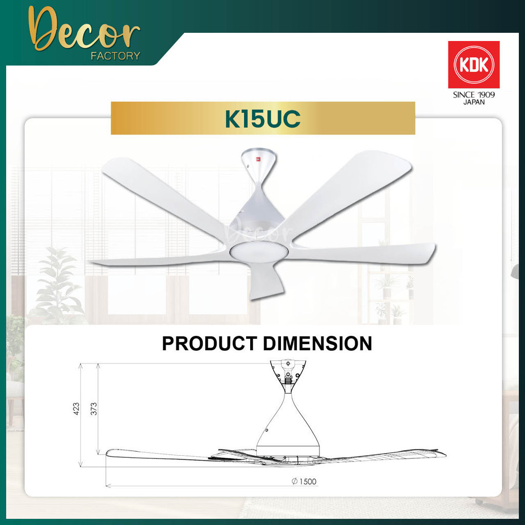KDK Fan KDK K15UC 60'' 10 Speed Present Control 5 Blades Wifi Smart ...