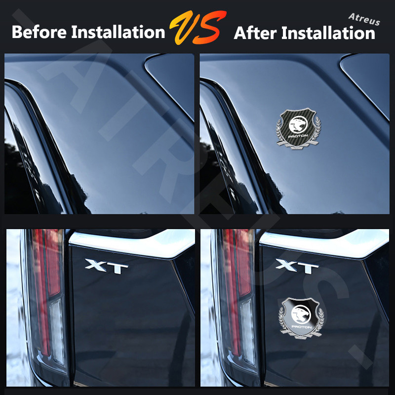 Proton Car 3D Metal Badge Sticker Carbon Fiber Texture Emblem Auto Body ...