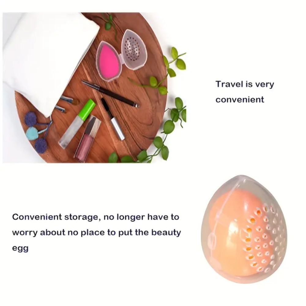 Plastic Transparent Makeup Sponge Case Beauty Sponge Ball Portable Box ...