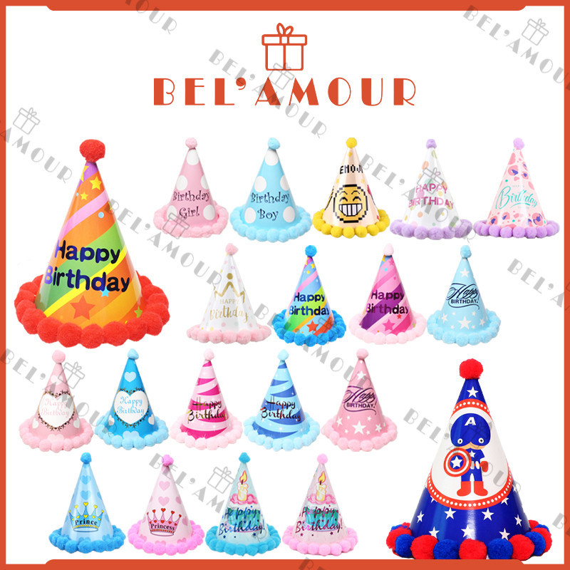 Party Hat Happy Birthday Boy Birthday Girl Cartoon Hat Topi Hari Jadi ...