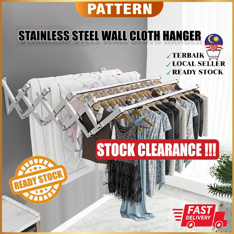 PATTERN Stainless Steel Retractable Clothes Hanger Outdoor Wall Drying ...