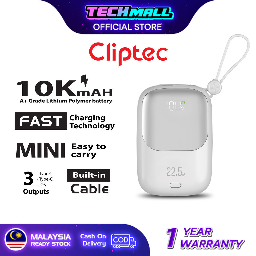 CLIPTEC MPB233 10000MAH 22.5W+PD20W FAST CHARGING MINI POWER BANK WITH ...