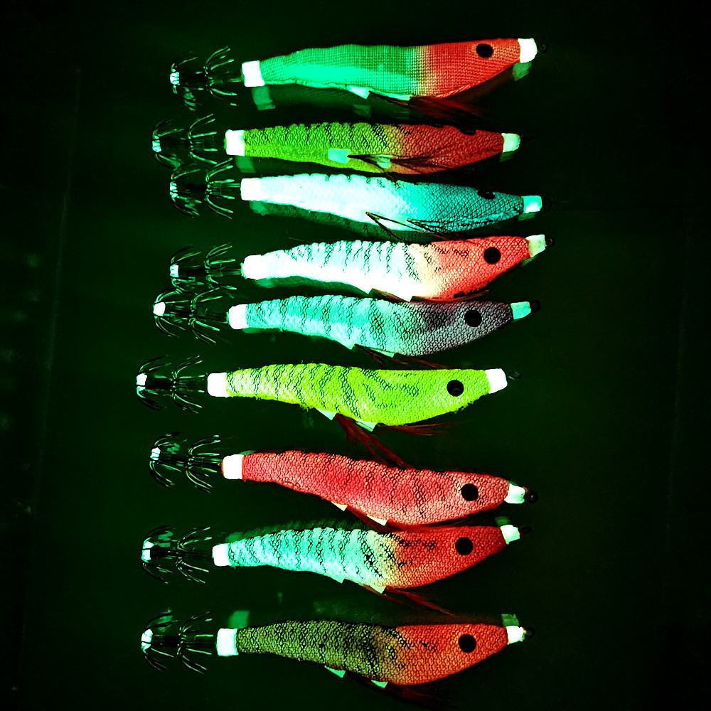 11cm/7g Fishing Lure Squid Jig Shrimp Prawn Full body Luminous Glow in ...