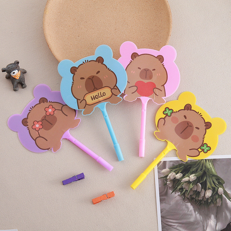 Capybara Hand Fans Funny Cute Kapibala Pen Fan Student Staionery ...