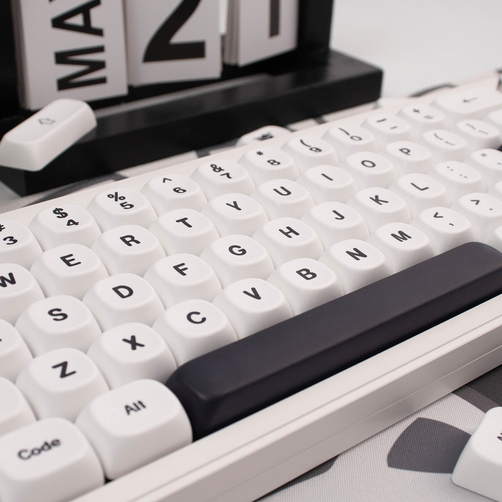 BOW Black White English German Keycaps MOA Profile Round cute keycaps ...