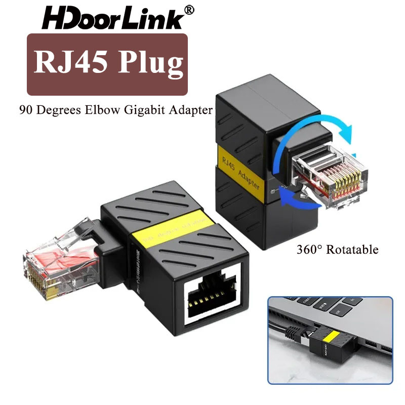 HdoorLink RJ45 Network Adapter 90 Degree Right Angle Elbow Network ...