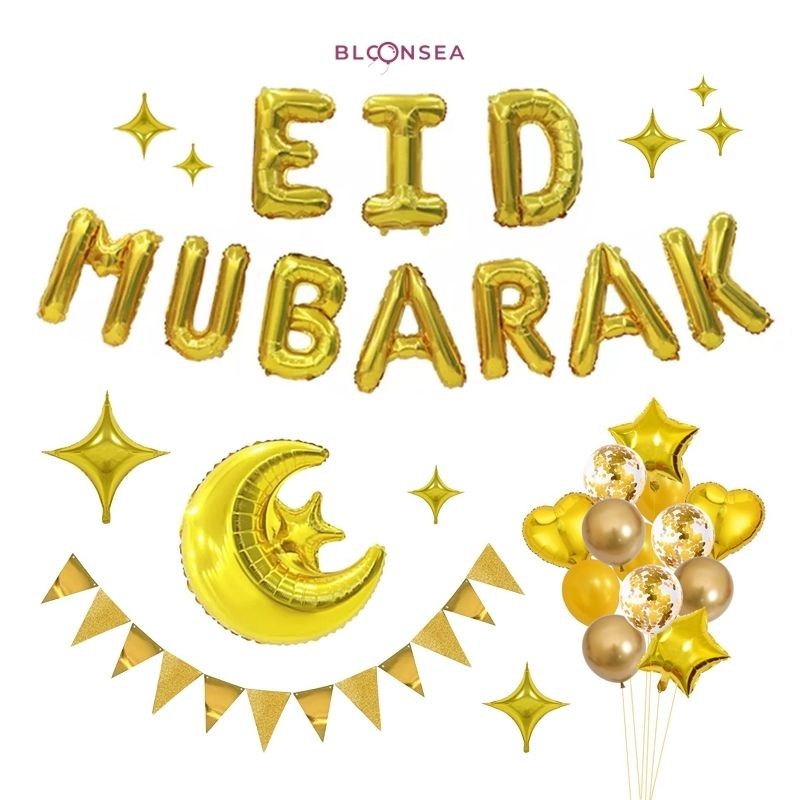 Eid Mubarak Balloon Moon Star Ramadhan Bulan Bintang Baju Raya Set Hari ...