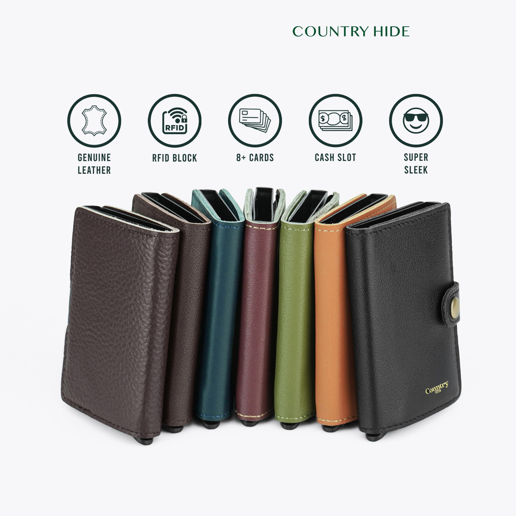 COUNTRY HIDE SEMPRE Full Grain Cowhide RFID Blocking Smart Wallet Card ...