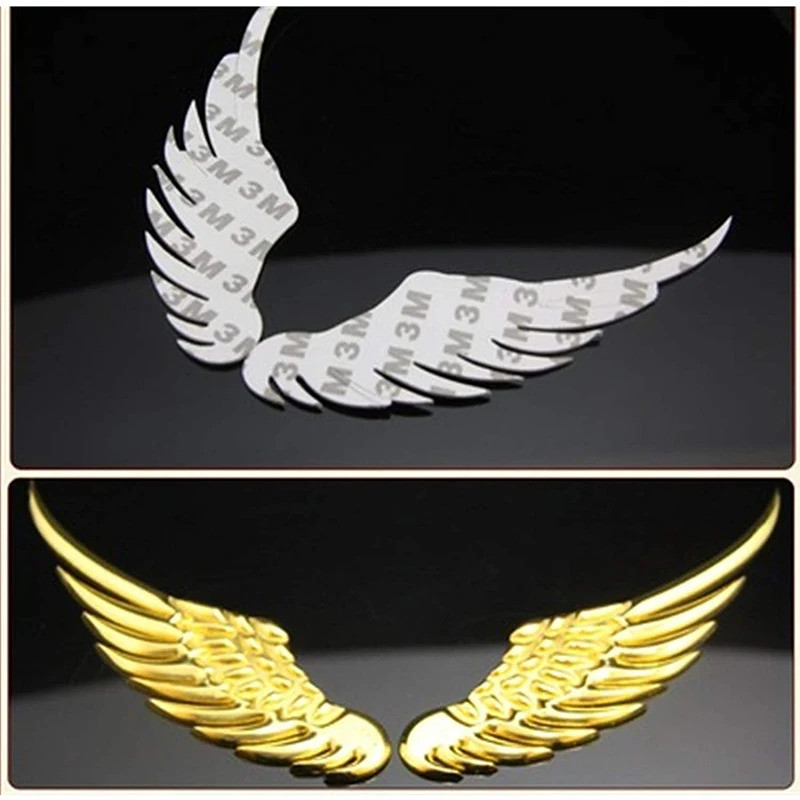 3D Stereo Car Body Sticker Angel Wings Badge Emblem Style Metal Zinc ...
