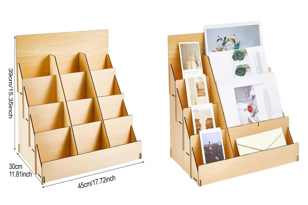 Modern Craft Design Shelf Wooden Storage Rack 4-layer Greeting Card ...