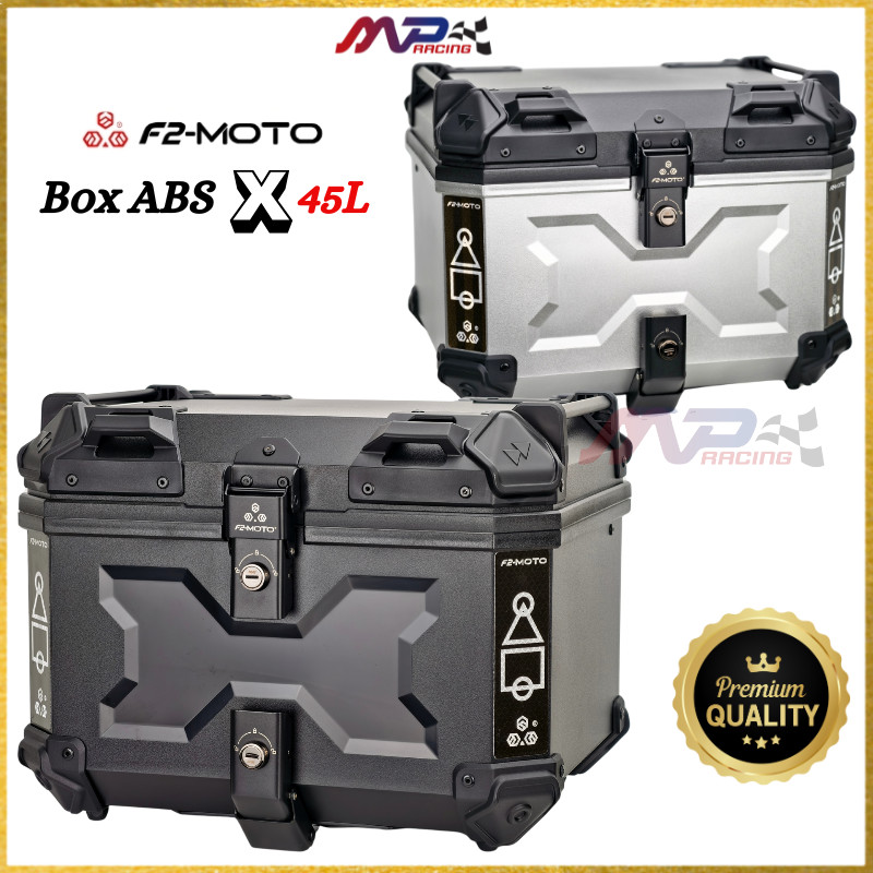 F2-MOTO Top Box 45L Triple Black ,hitam putih ,ABS,universal box ...