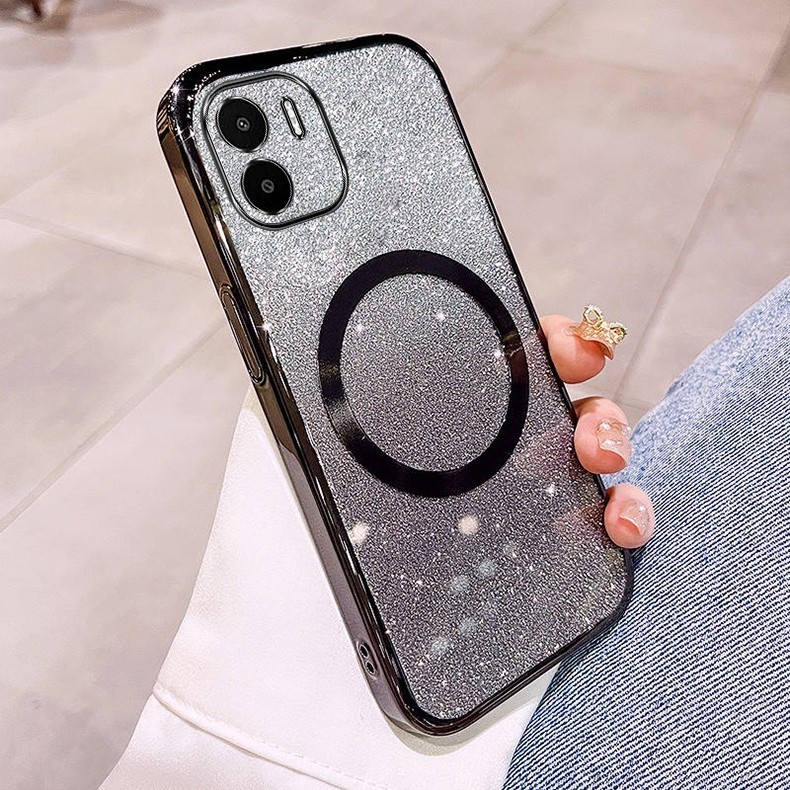 Case With Magnetic Suction for Xiaomi Redmi A3 2024 A1 A2 Plus + Casing Plating Glitter Soft ...