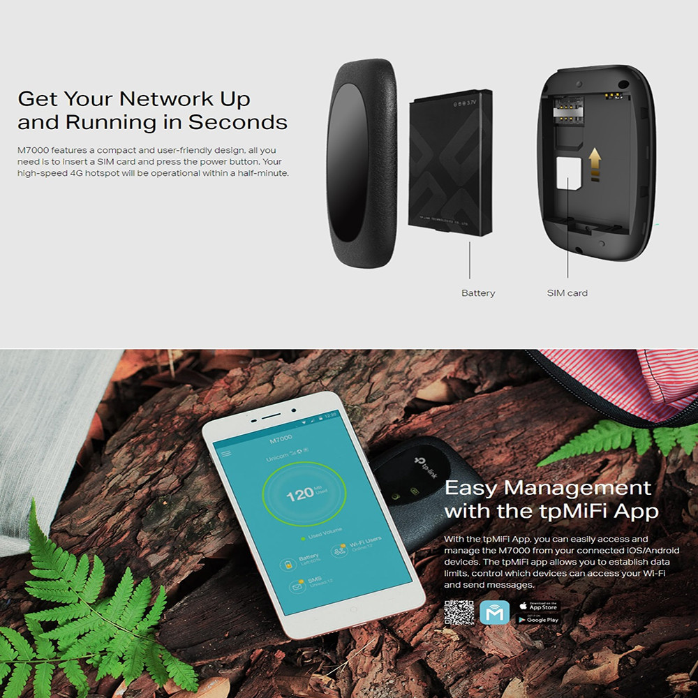 TP-Link M7000 Sim Card Mobile Mifi WiFi Router 4G LTE App Support ...