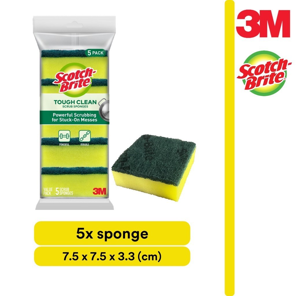 3M Scotch Brite 21-5 Tough Clean Scrub Sponge Value Dish Pot Wash Span ...
