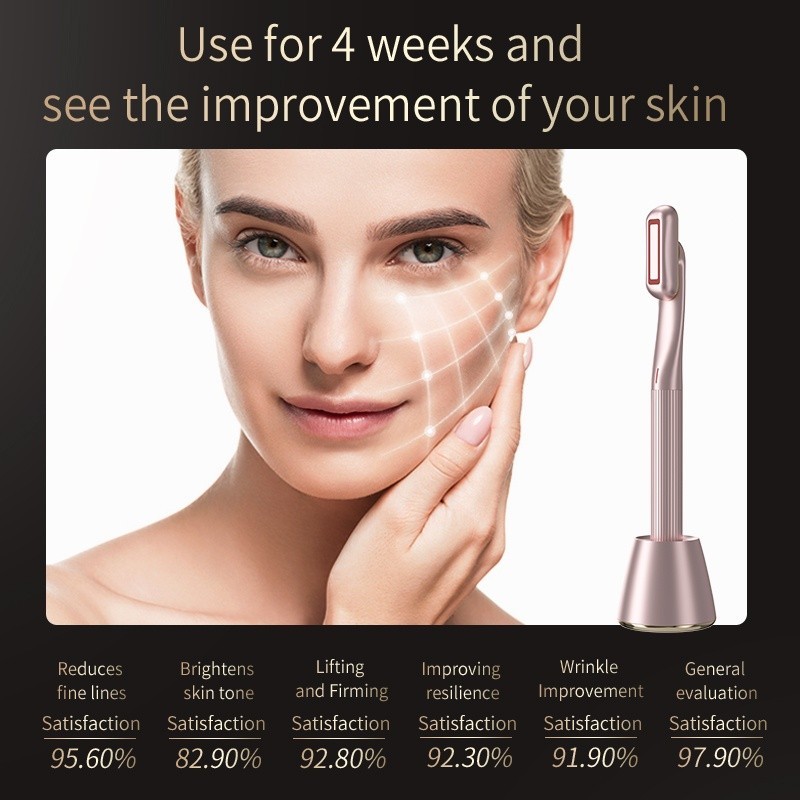 Face Eye Massager Skincare Wand Red LED Light Eye Line Magic LED Dark ...